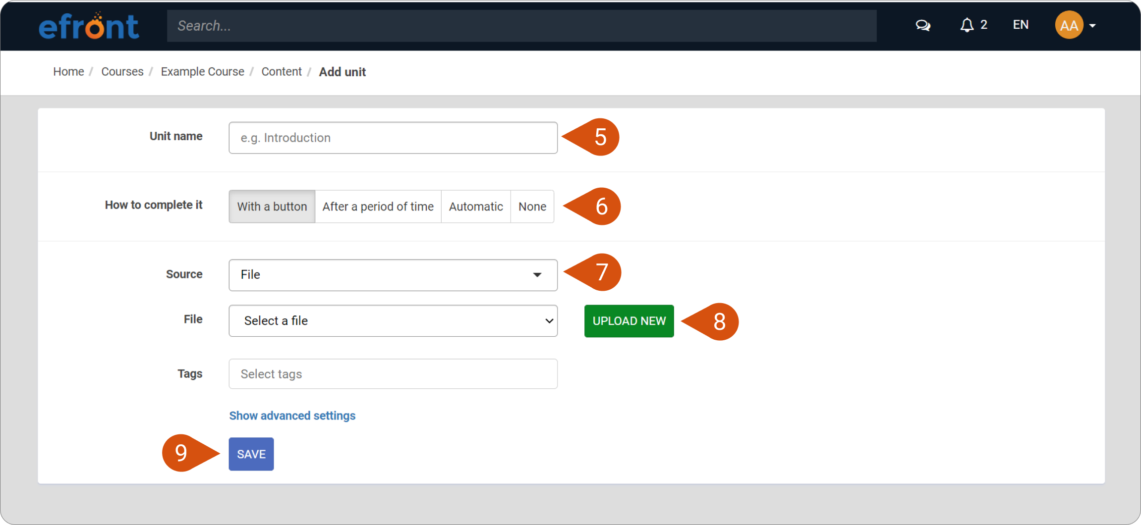 Getting started with eFront – How may we help you?